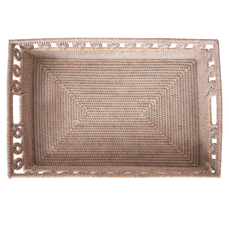 Inna Design Rectangular Tray with Cutout Handles and Glass Insert ...