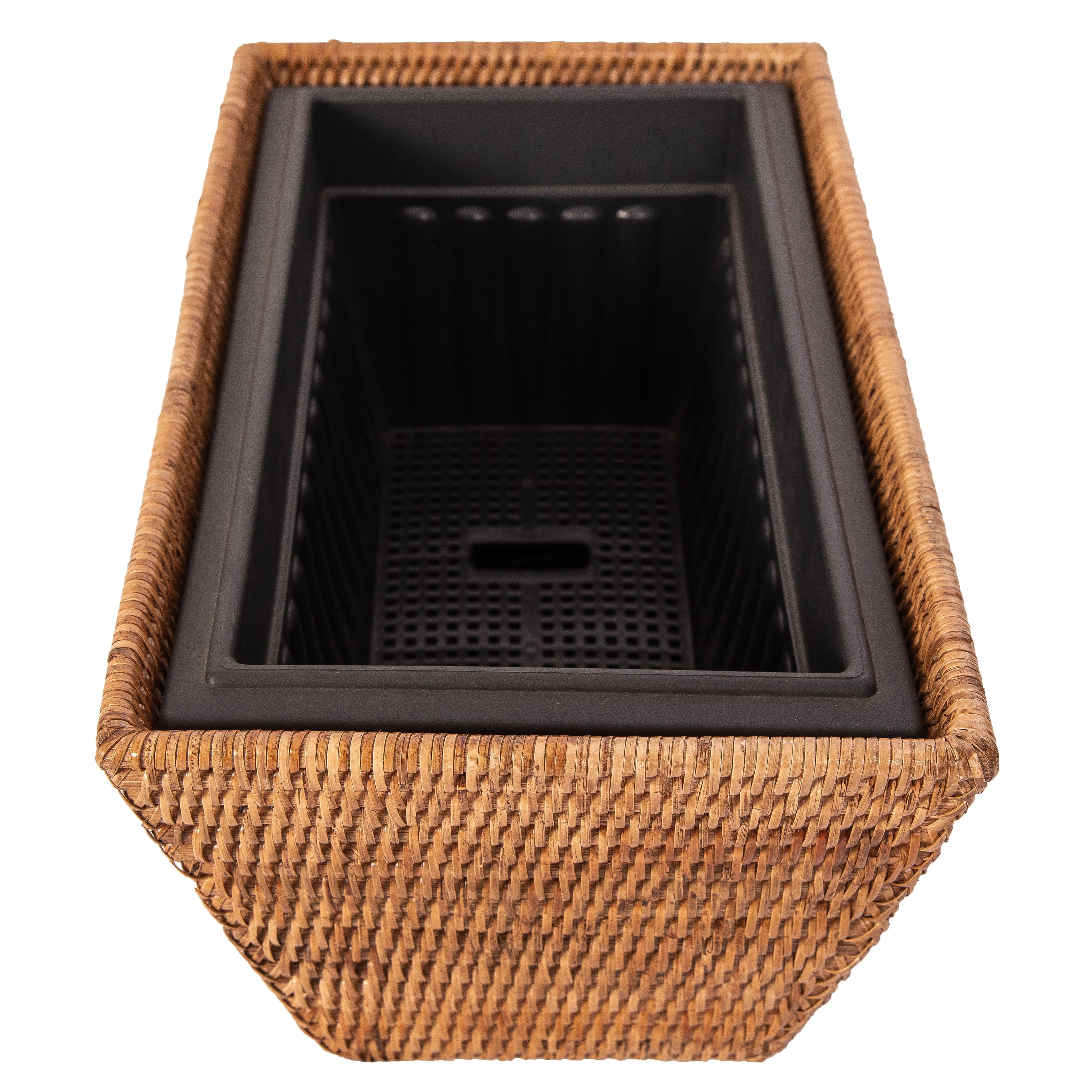 Rattan Rectangular Planter with Plastic Insert - Artifacts Trading Company