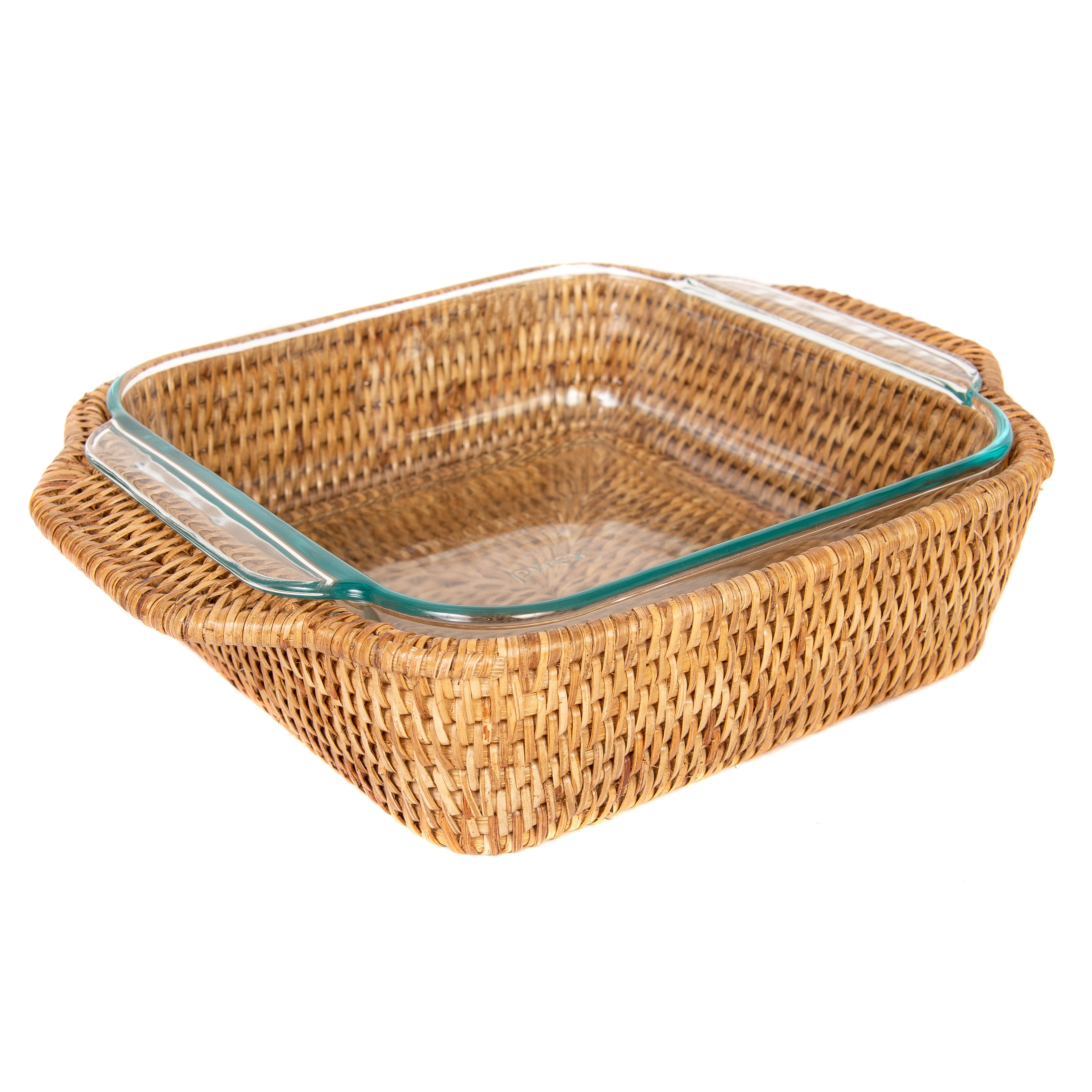 Artifacts Rattan™ Square Baker Basket with Pyrex - Artifacts Trading ...