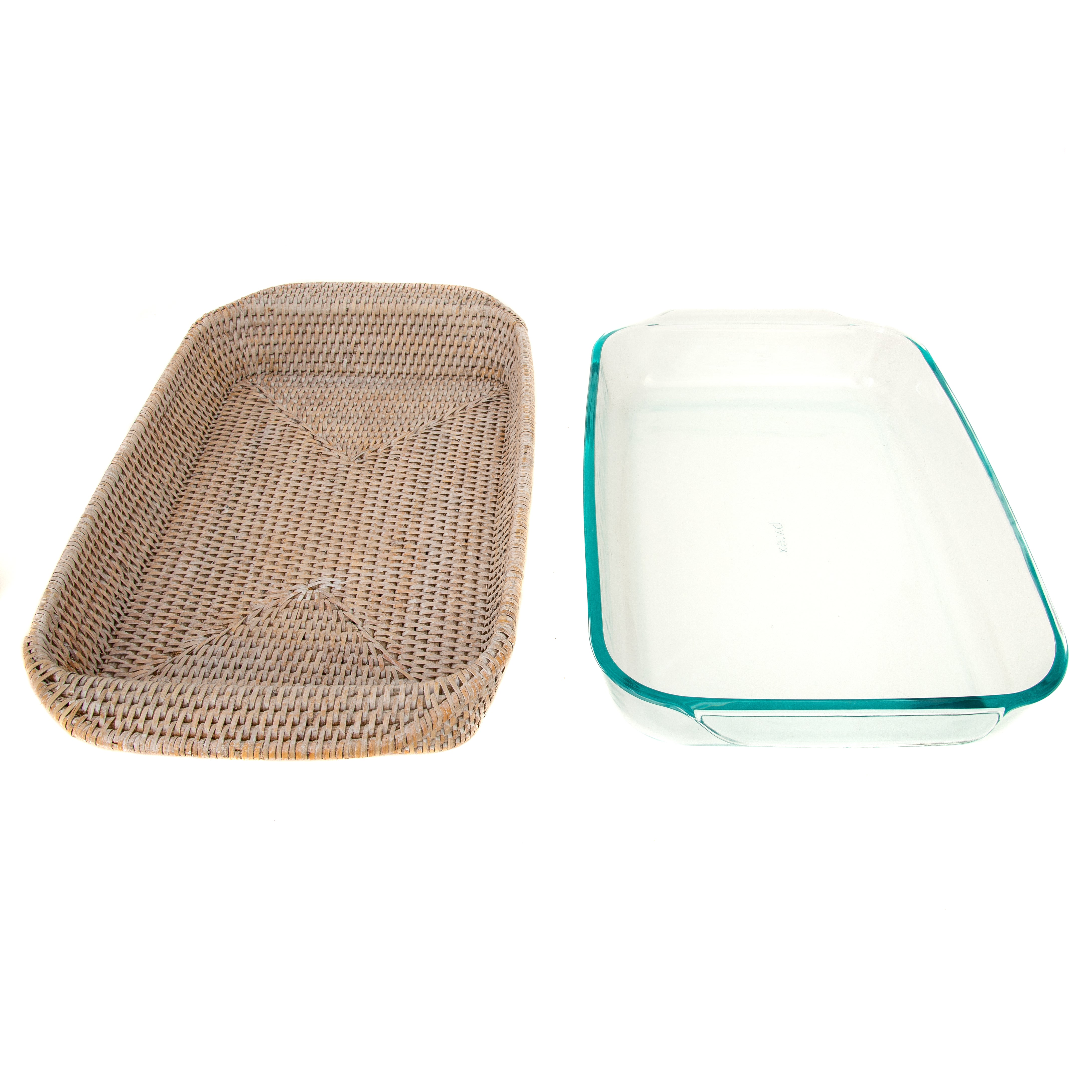 Artifacts Rattan™ Rectangular Baker Basket with Pyrex - Artifacts ...