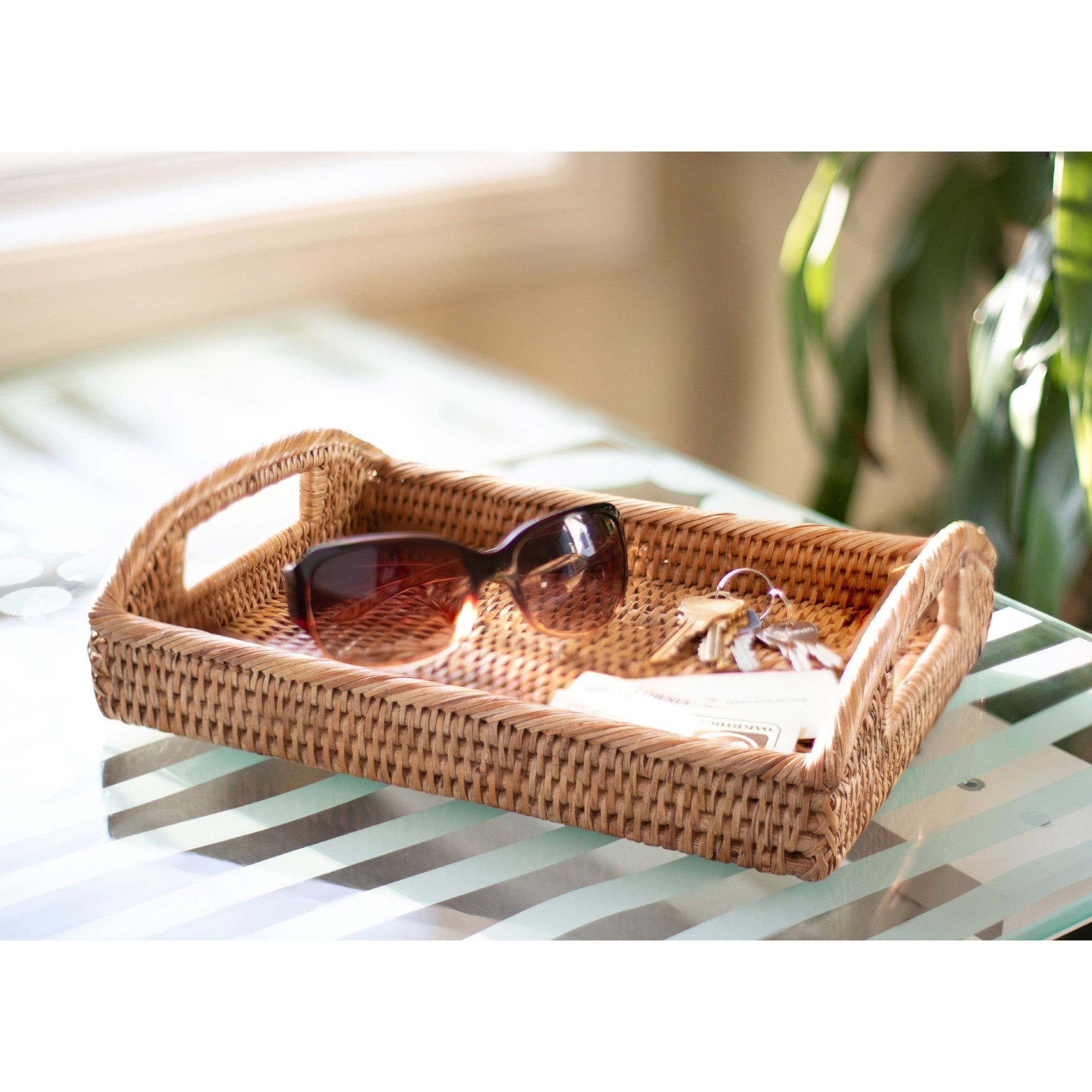Artifacts Rattan™ Rectangular Vanity Tray With High Handles - Artifacts ...