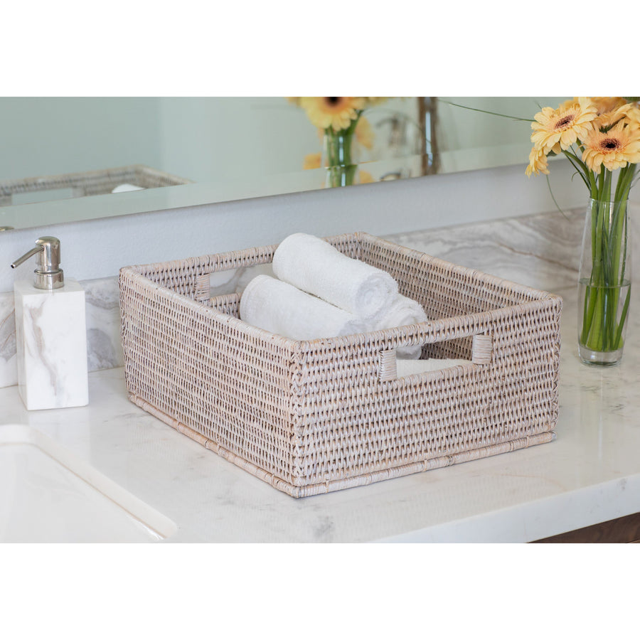 Artifacts Rattan™ Rectangular Basket with Cutout Handles - Artifacts ...