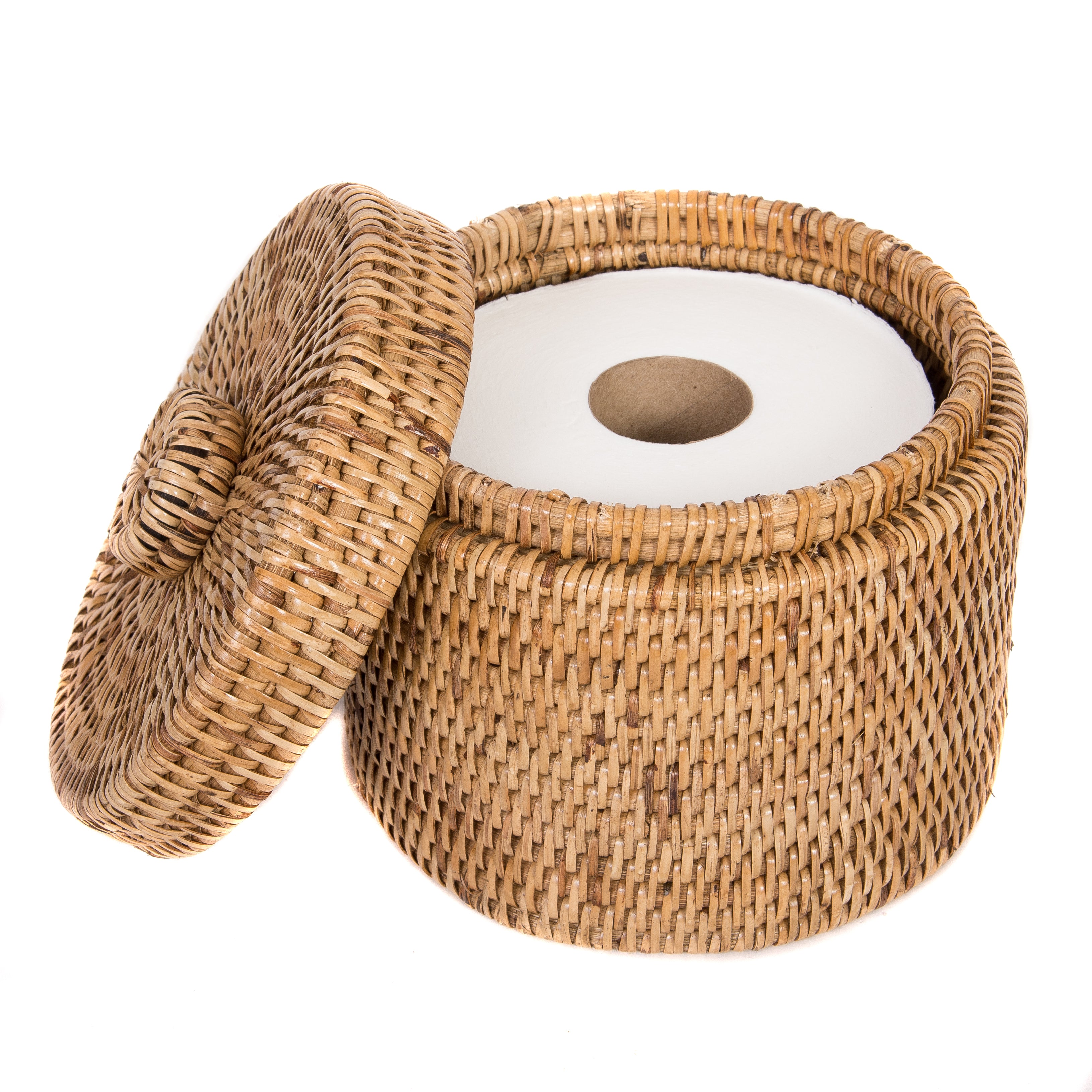 Artifacts Rattan™ Round Single Tissue Roll Box - Artifacts Trading Company