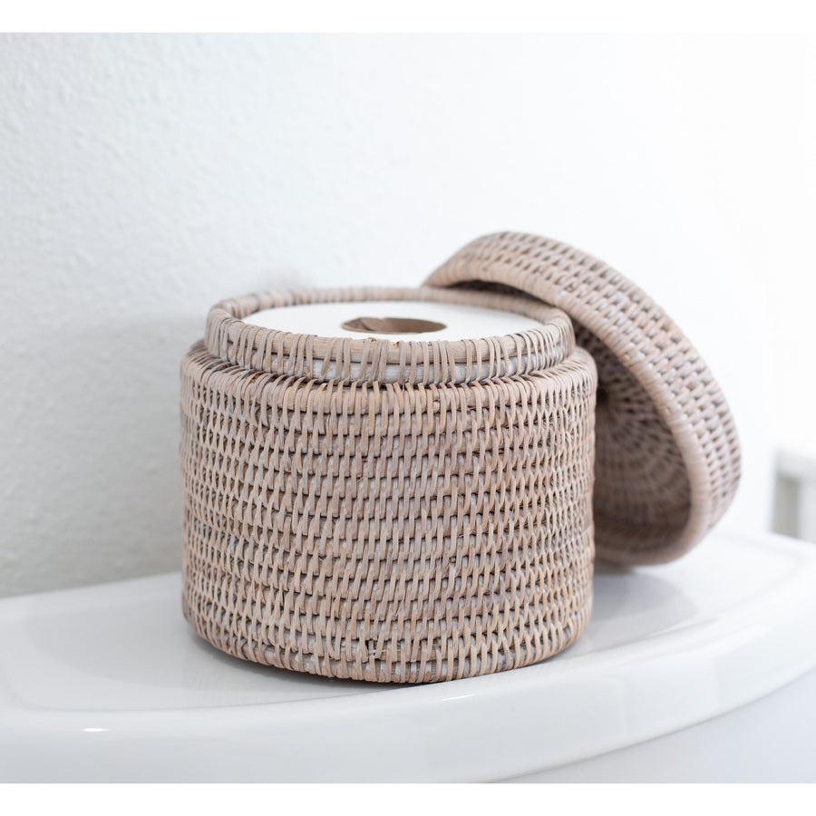 Artifacts Rattan™ Round Single Tissue Roll Box - Artifacts Trading Company