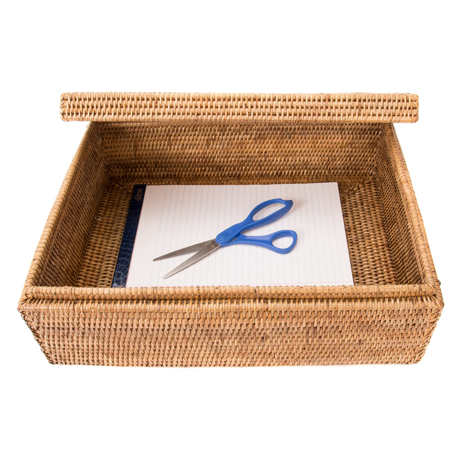 Artifacts Rattan™ Storage Box with Lid - Flat Legal File Organizer ...