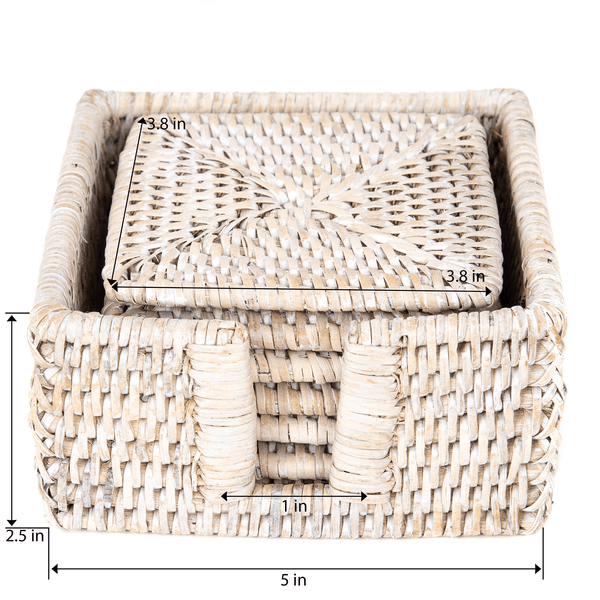 Artifacts Rattan™ Square Coasters - 7 piece set - Artifacts Trading Company