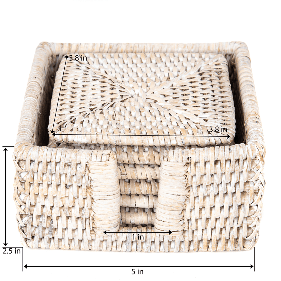 Artifacts Rattan™ Square Coasters - 7 piece set - Artifacts Trading Company